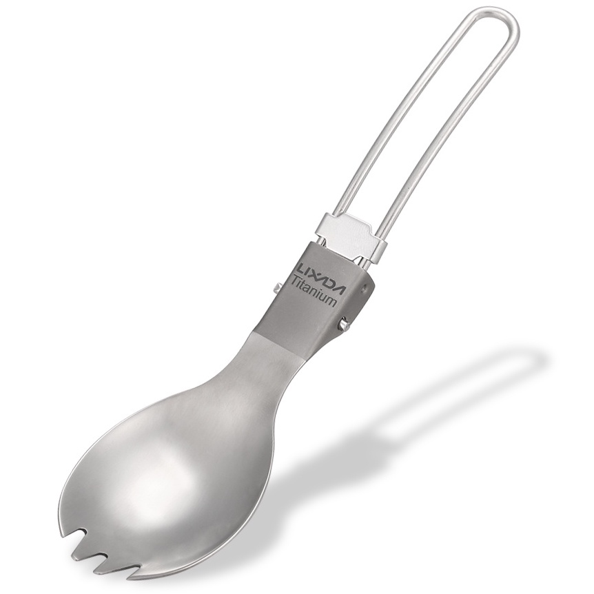 [Lixada MY Mall] Lixada Half Polished Titanium Folding Spork ...