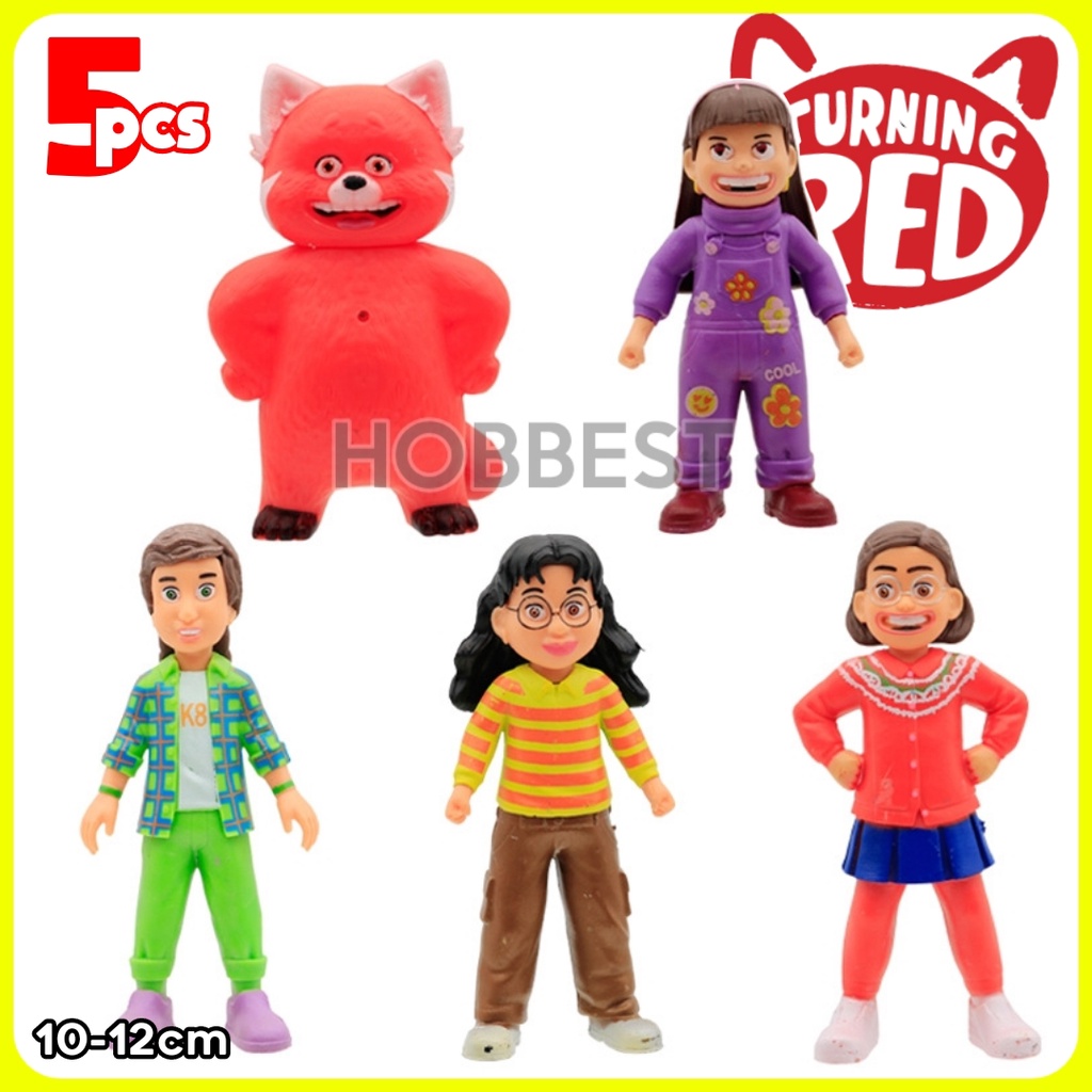 Turning RED Action Figures set of 5 pcs - Miniature Cake Topper Display ...