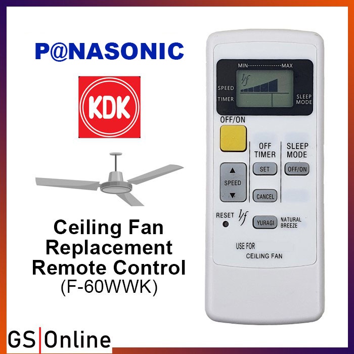 PANASONIC KDK CEILING FAN REPLACEMENT REMOTE CONTROL (F-60WWK) | Shopee ...