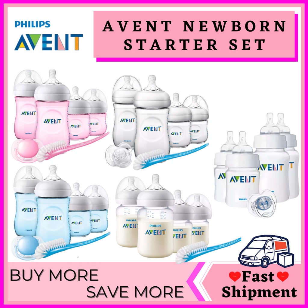 PHILIPS AVENT Natural Newborn Starter Set Pink / Blue / White (Botol ...