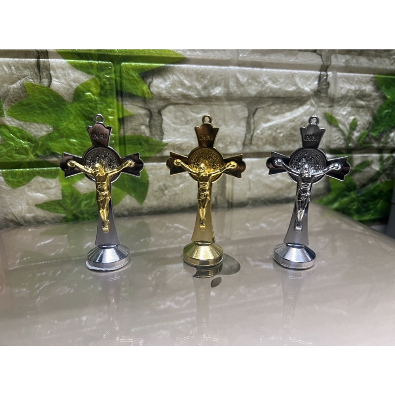 Benedictine Car Crucifix w/ Peel Off Bottom Adhesive (3.5 inches ...