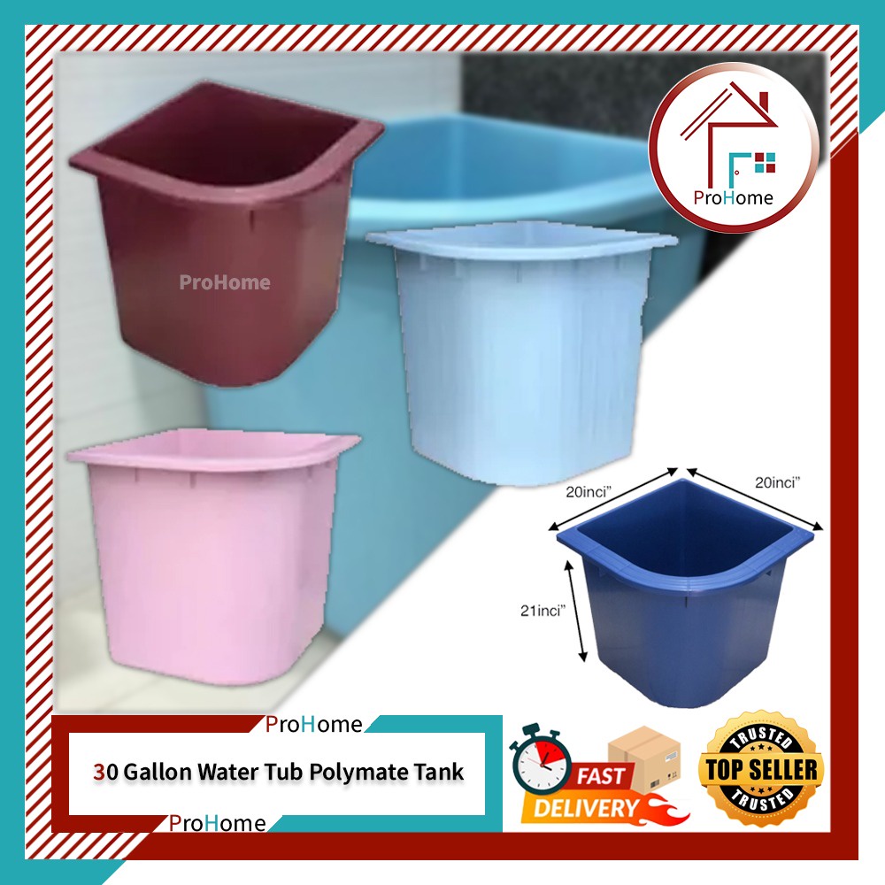 30 gallon water tub/kolah air mandi/polymate water tub/kolam air/tangki ...