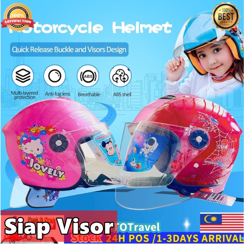 Helmet Kid Kanak Kanak Topi Half Face Cartoon Kids Motorcycle Keledar ...