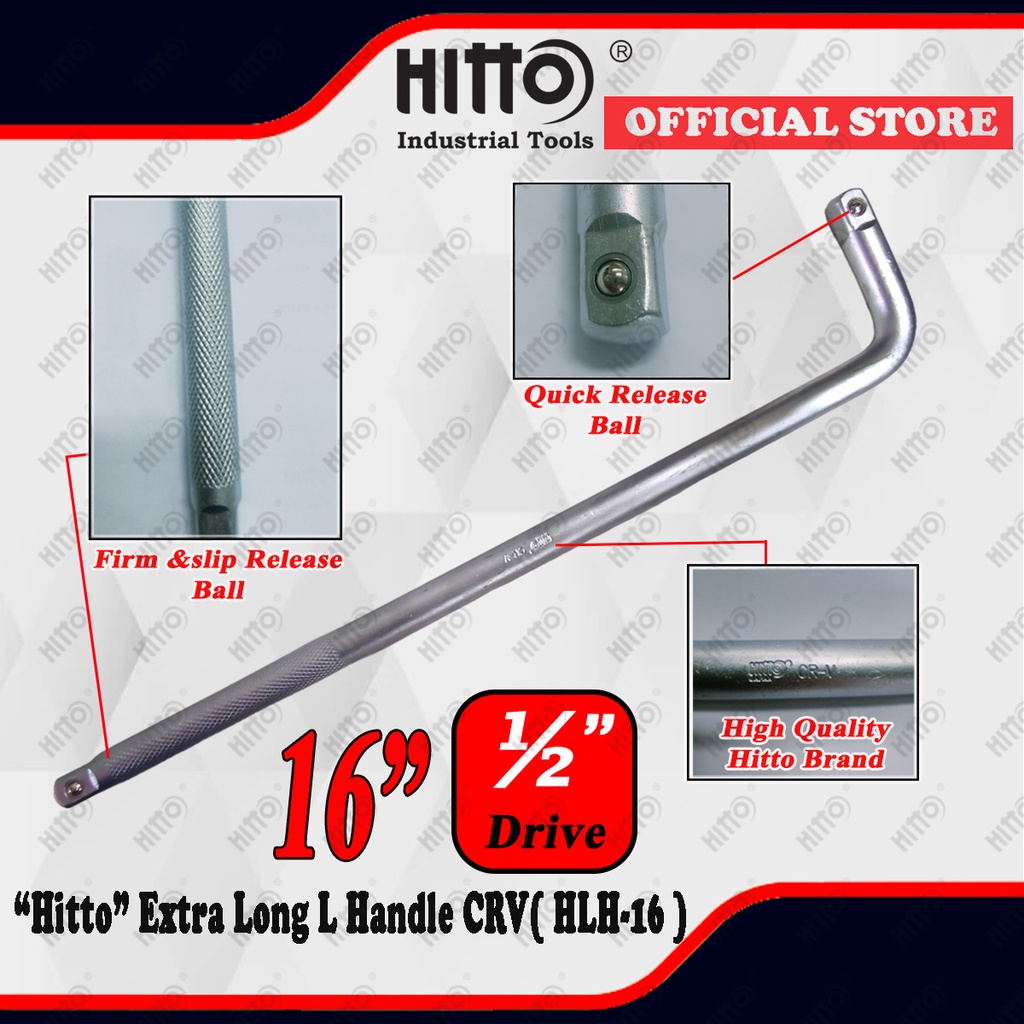 [ HITTO ] Extra Long L-Handle 1/2" Drive 16" Length ( CRV ) / L Spanner ...