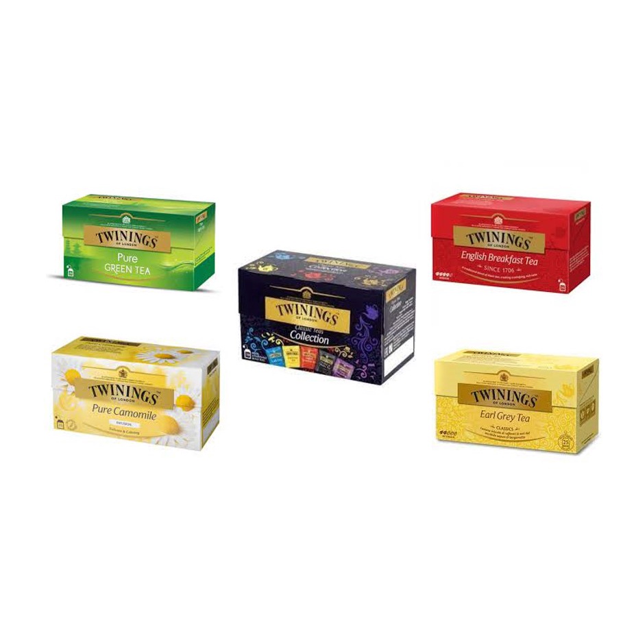 TWININGS Tea Assorted 25 x 2gm ( Pure Green Tea / English Breakfast ...