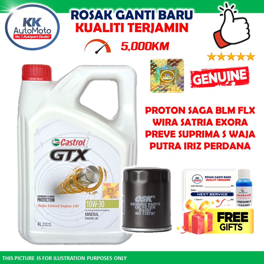 Genuine Mineral Engine Oil Fluid Castrol GTX 10W-30 10W30 O-8307 4L ...