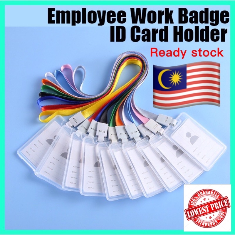 Work Name Card Holder with Rope ID Card Holder Double Transparent Water ...