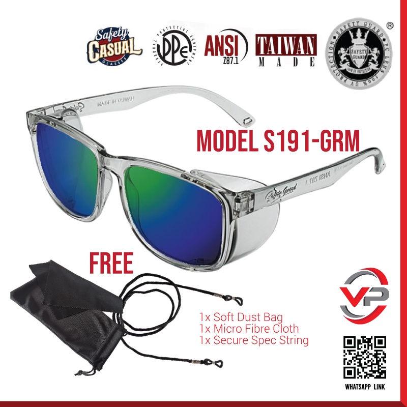 SAFETY GUARD S-191 SAFETY GLASSES S191 SPEC SAFETY ANSI Z87 100% UV ...