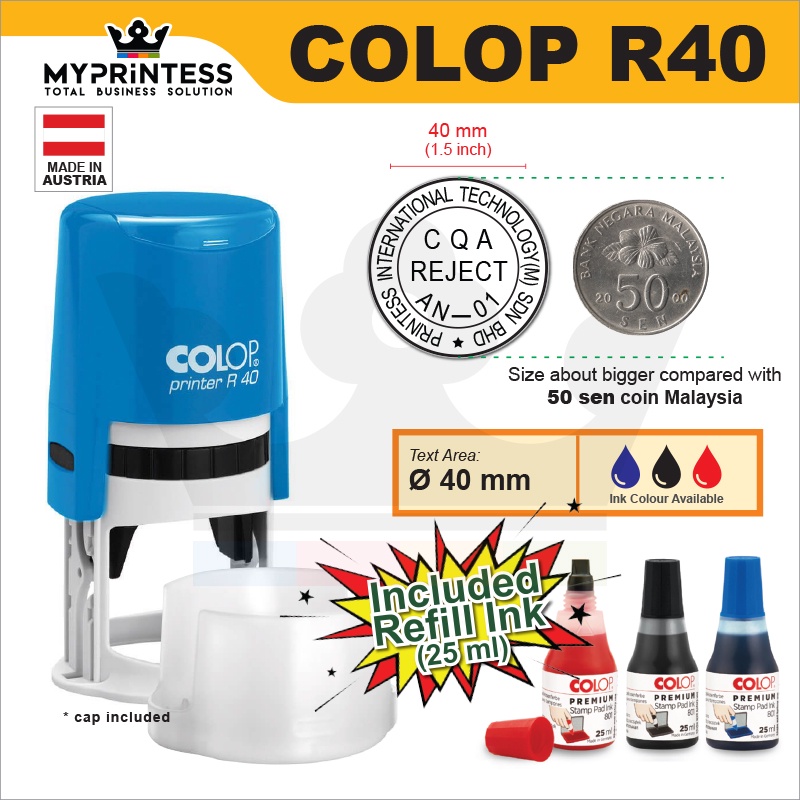 * SAME DAY POST * Rubber Stamp Colop R12/R17/R24/R30/R40/R45/R50 Cop (CHAT DETAIL | INK BIRU ...