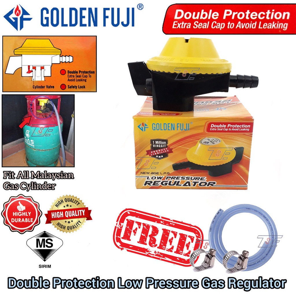 Golden Fuji Gas Regulator Double Lock Low Pressure with SIRIM Approve ...