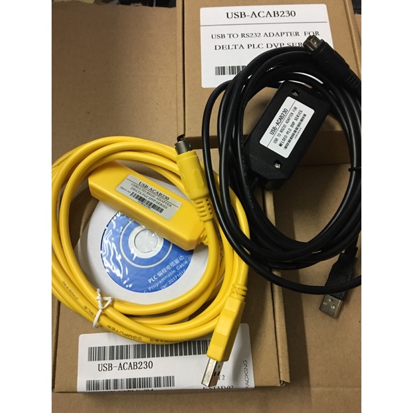 Delta PLC Programming Cable Yellow/Black Programming Cable USB-ACAB230 USB-DVP USBACAB230 ...