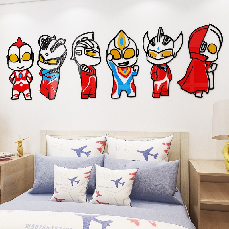 Cartoon Anime Ultraman Series Wall Stickers 3d Acrylic Waterproof Boy ...