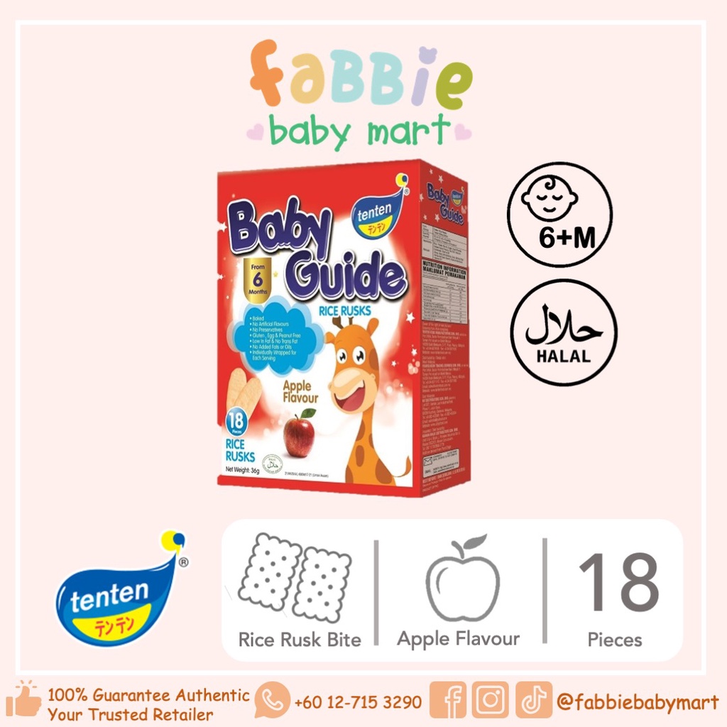 Tenten Baby Guide Rice Rusks - Apple/Banana/Carrot/Original/Vegetable ...