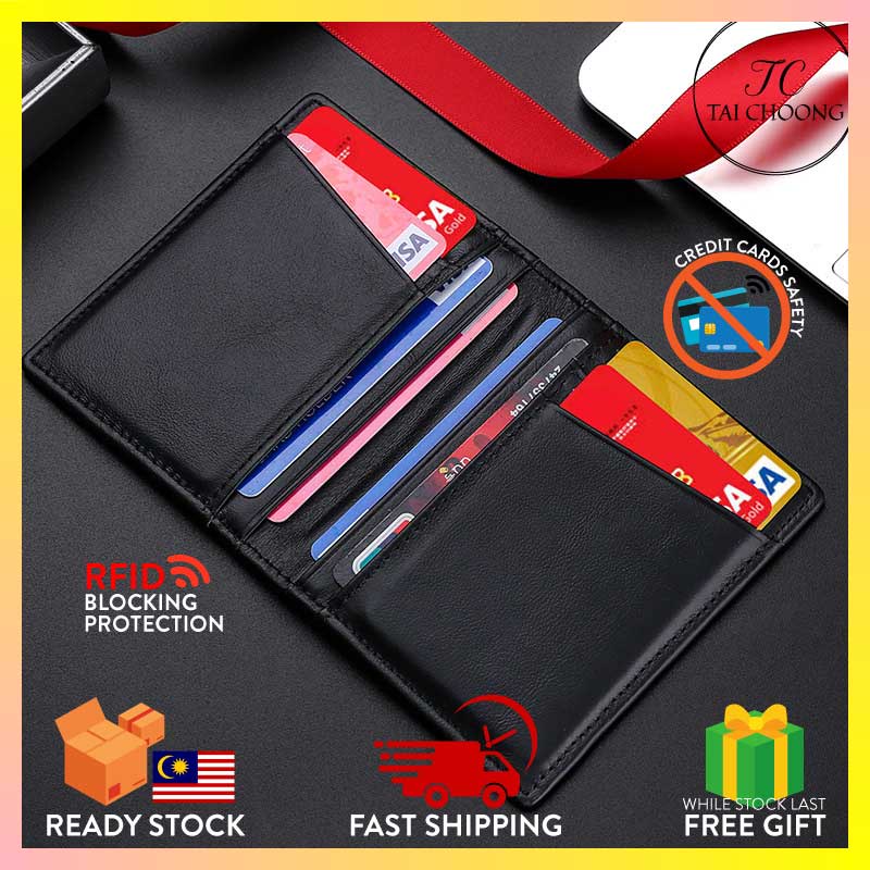 TC BW-047 Genuine Cowhide Oil Wax Leather Card Holder Simple & Nice ...