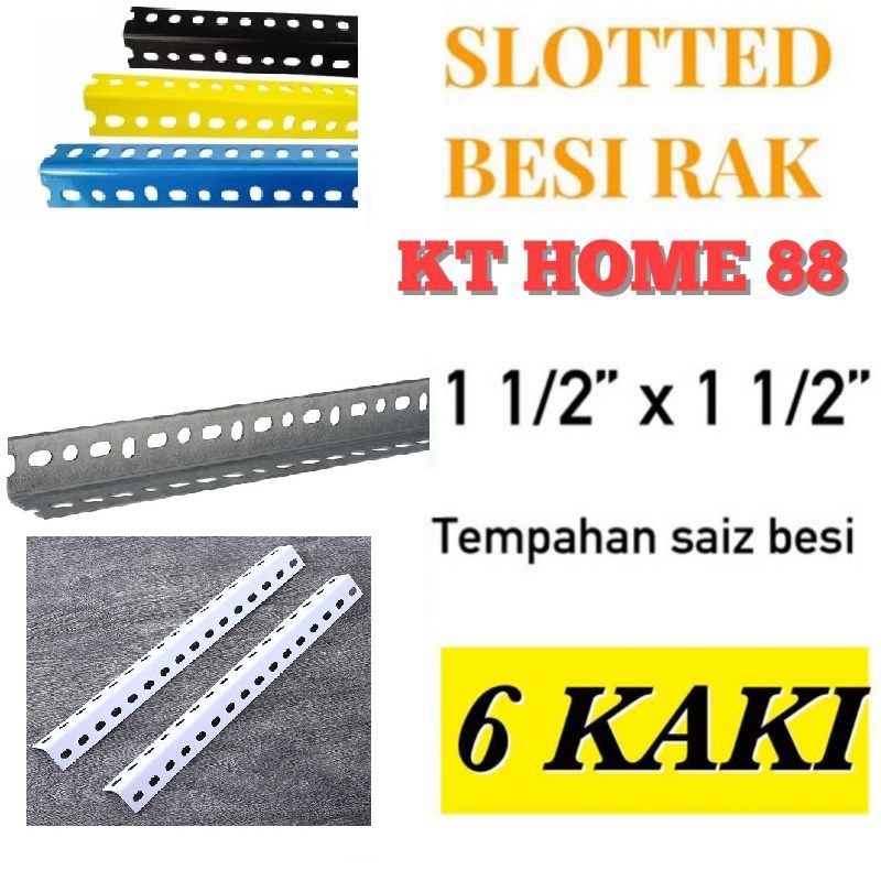Besi angle rak lubang 6kk /slotted angle bar 6’feet | Shopee Malaysia