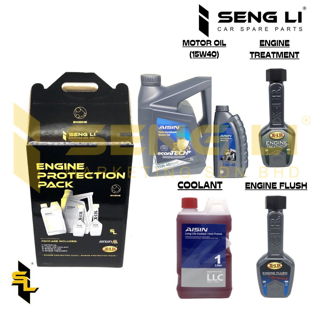 ENGINE PROTECTION PACK-AISIN 15W40 SEMI SYNTHETIC ENGINE OIL 7L / LONG ...
