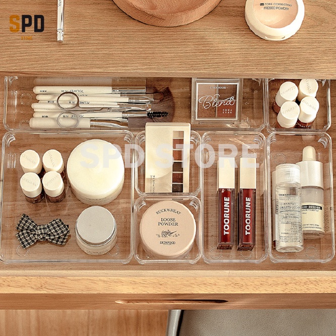 Multiuse Transparent Desk Drawer Organizer For Makeup Cutlery Cosmetic ...