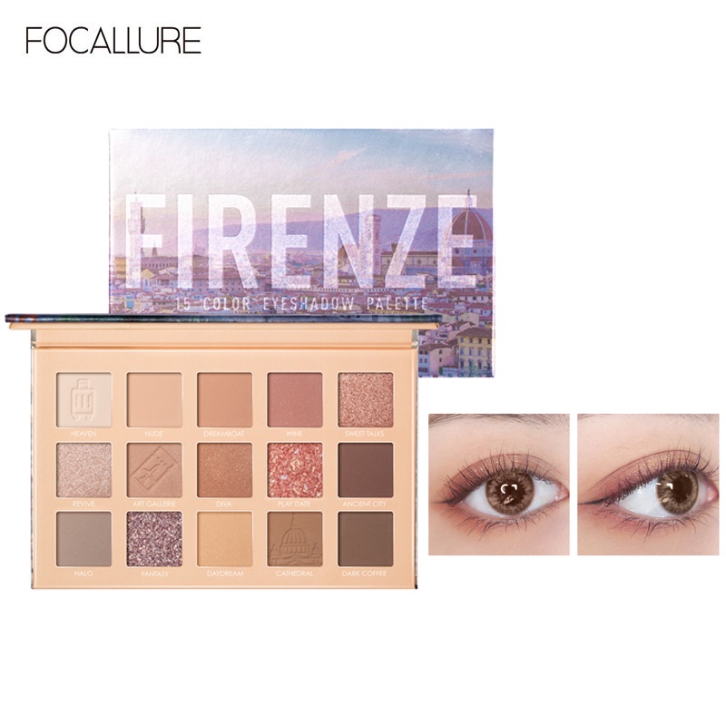 FOCALLURE 15 Colors Florence Eyeshadow Palette Shimmer Pigment Matte ...