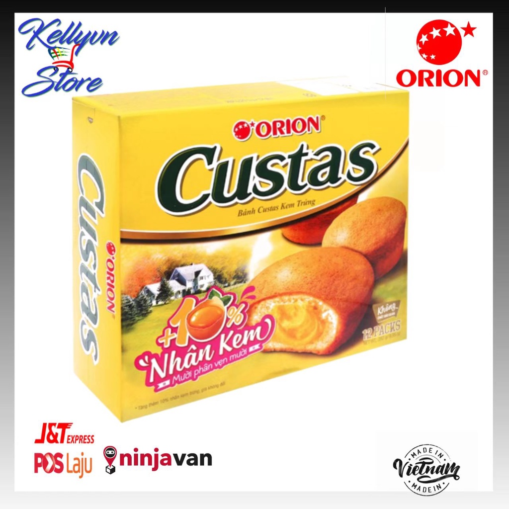 Orion Custas Egg Cream Cake/Banh Kem Trung Custas /Custas蛋黃派[ 1 box 12 ...