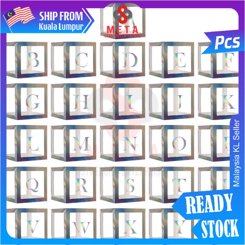 30*30cm Rainbow Color Decoration Birthday Party Alphabet Transparent ...