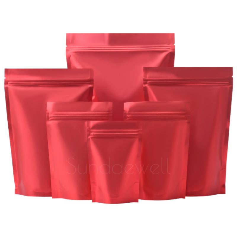 Matte Red Aluminum Stand Up Pouch Zip-lock Air-tight Packaging Pouch ...