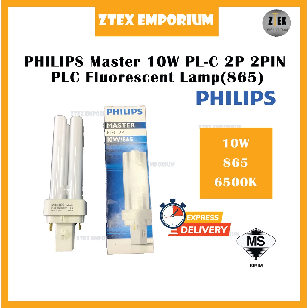 PHILIPS MASTER 10W PLC 2P 2-PIN PLC FLUORESCENT LAMP 865 6500K | Shopee ...