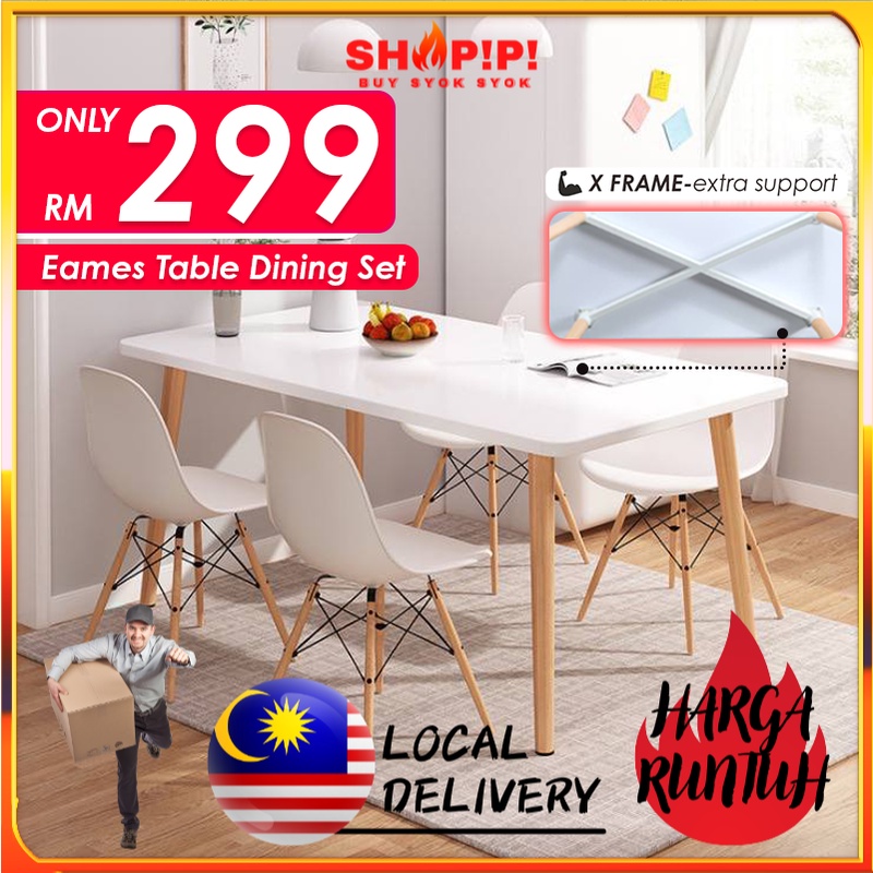 (1+4) Shopipi Eames Dining Table Set/ Meja Makan / Study Table ...