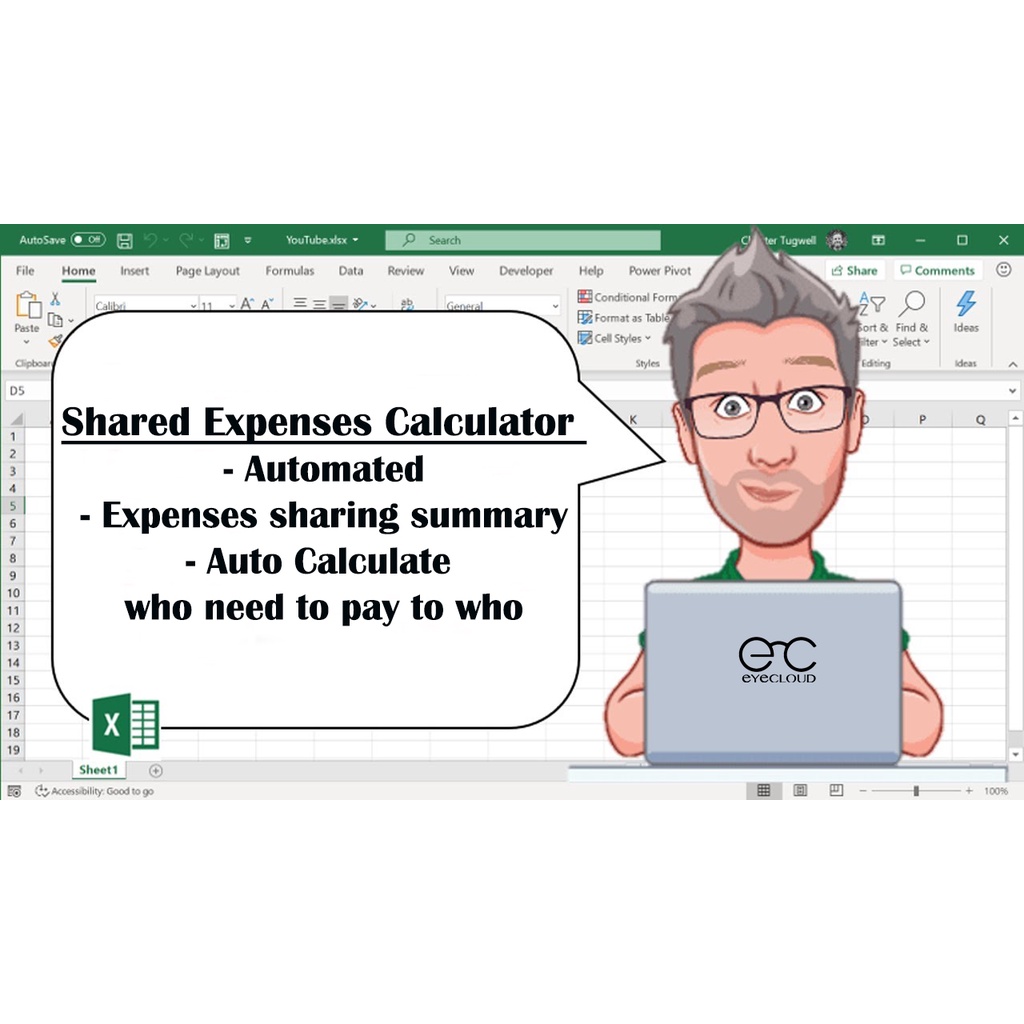 Automated Shared Expenses Calculator Excel (Fully Editable) | Shopee ...