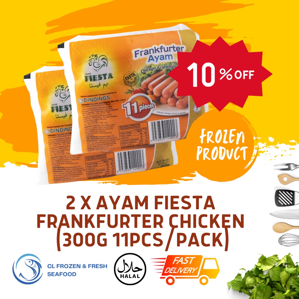 Ayam Fiesta Halal Chicken Frankfurter / Ayam Sosej (300g 11pcs/pack ...