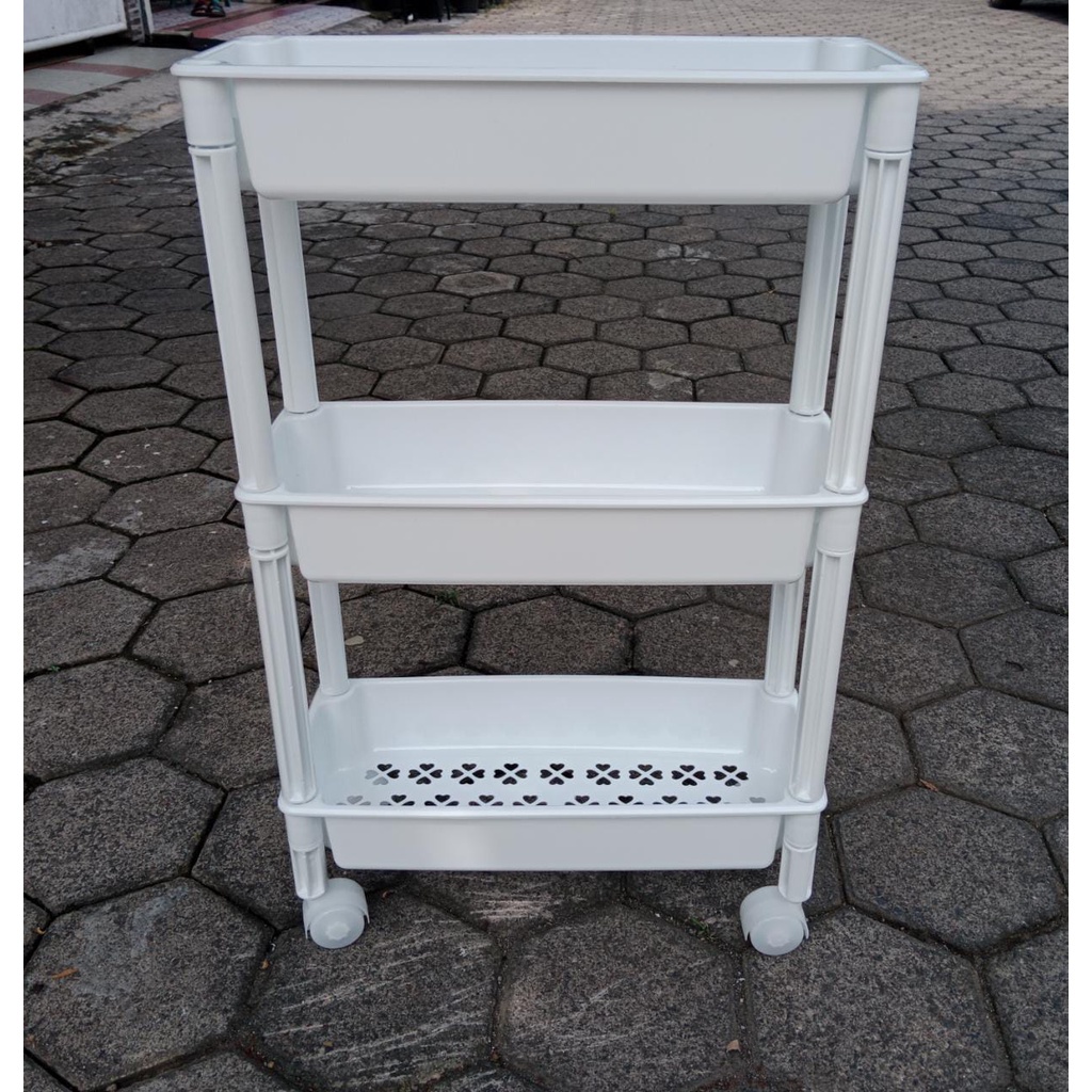 Wheeled Storage Rack / Trolley Plastic Rack 3 Tiers on Wheels - JEON ...