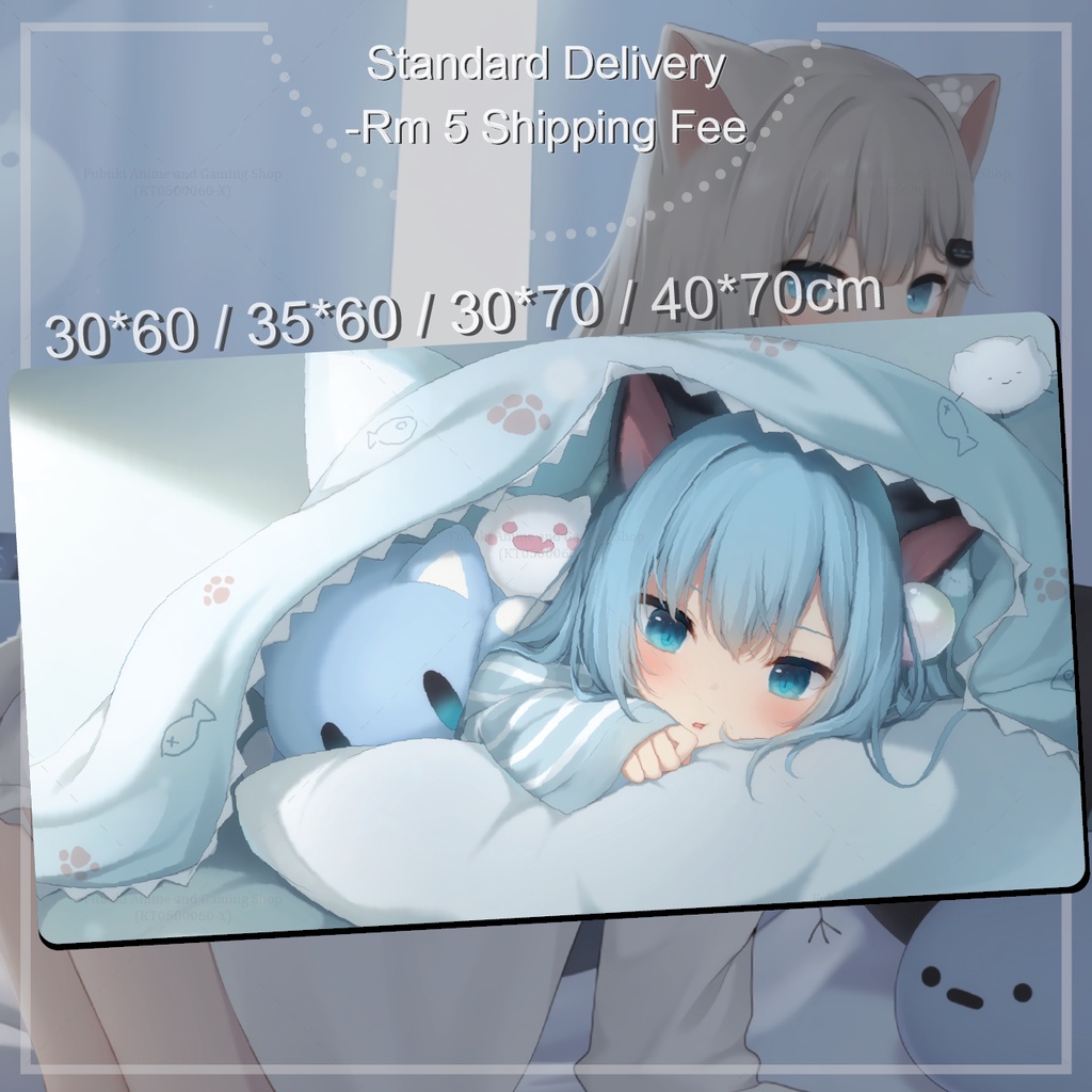[FAGS🦊] Vtuber Nachoneko Anime Oversized Gaming Long Table Mat Keyboard ...