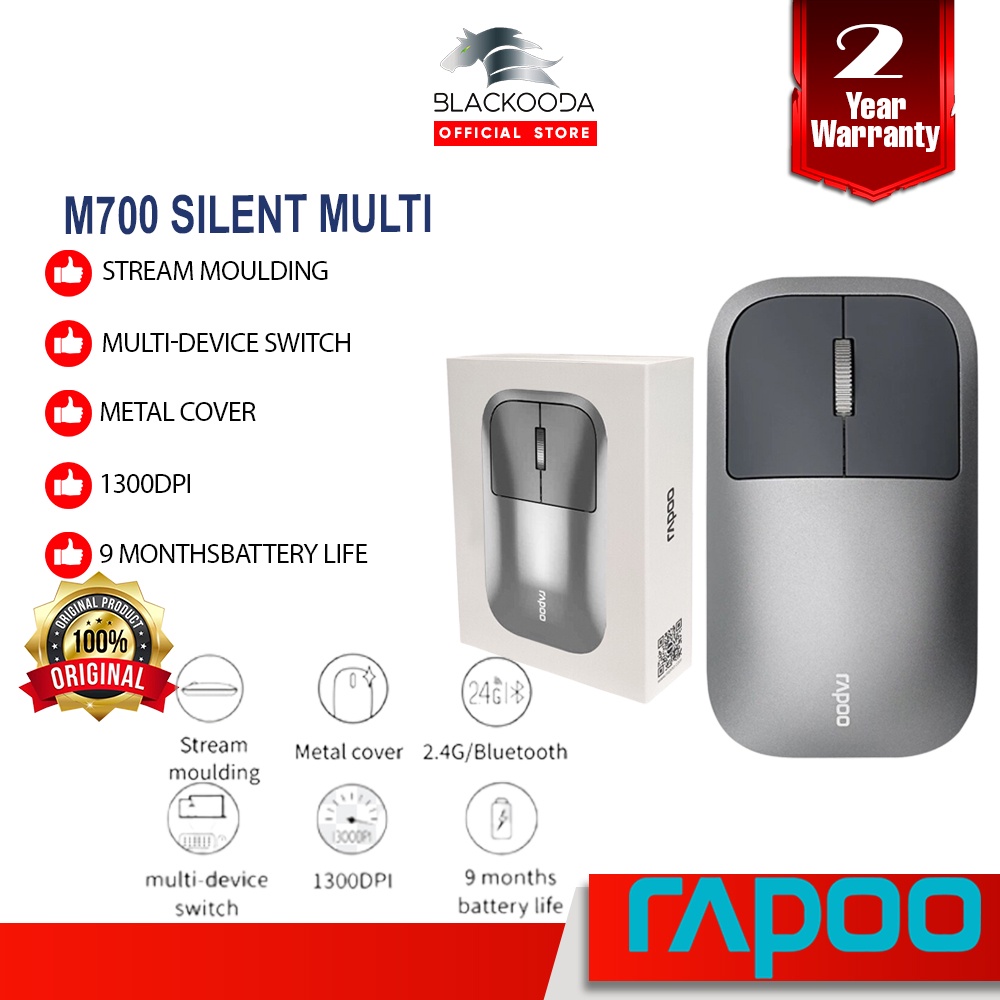 Rapoo M700 Metal Cover Multi-Mode Silent Wireless Mouse with 1300DPI ...