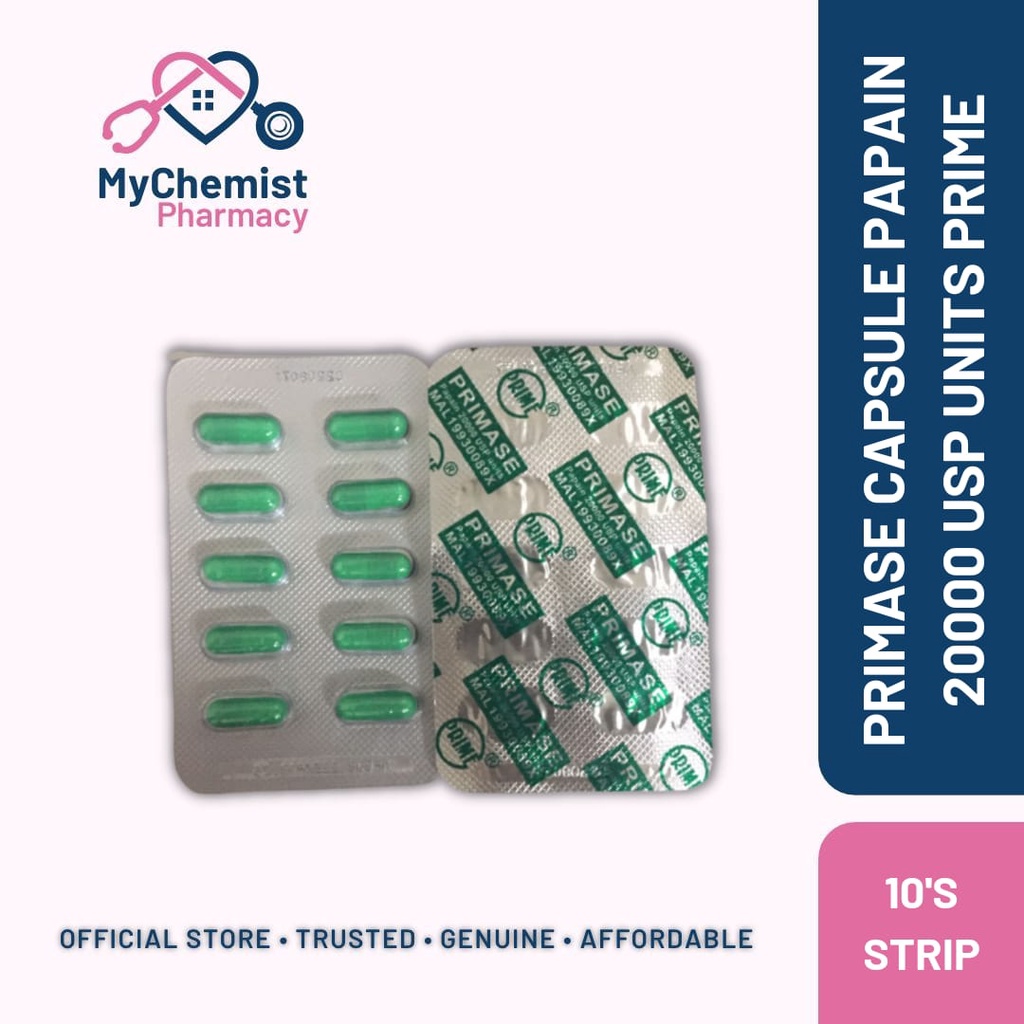 Beazyme Papain 150000 USP Unit & Primase Papain 20000 USP Unit 10's ...