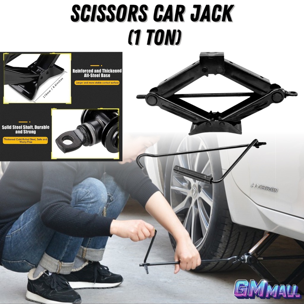 CAR SCISSOR JACK Change Punctured Tyre Stand Alat Tukar Tayar PAncit ...