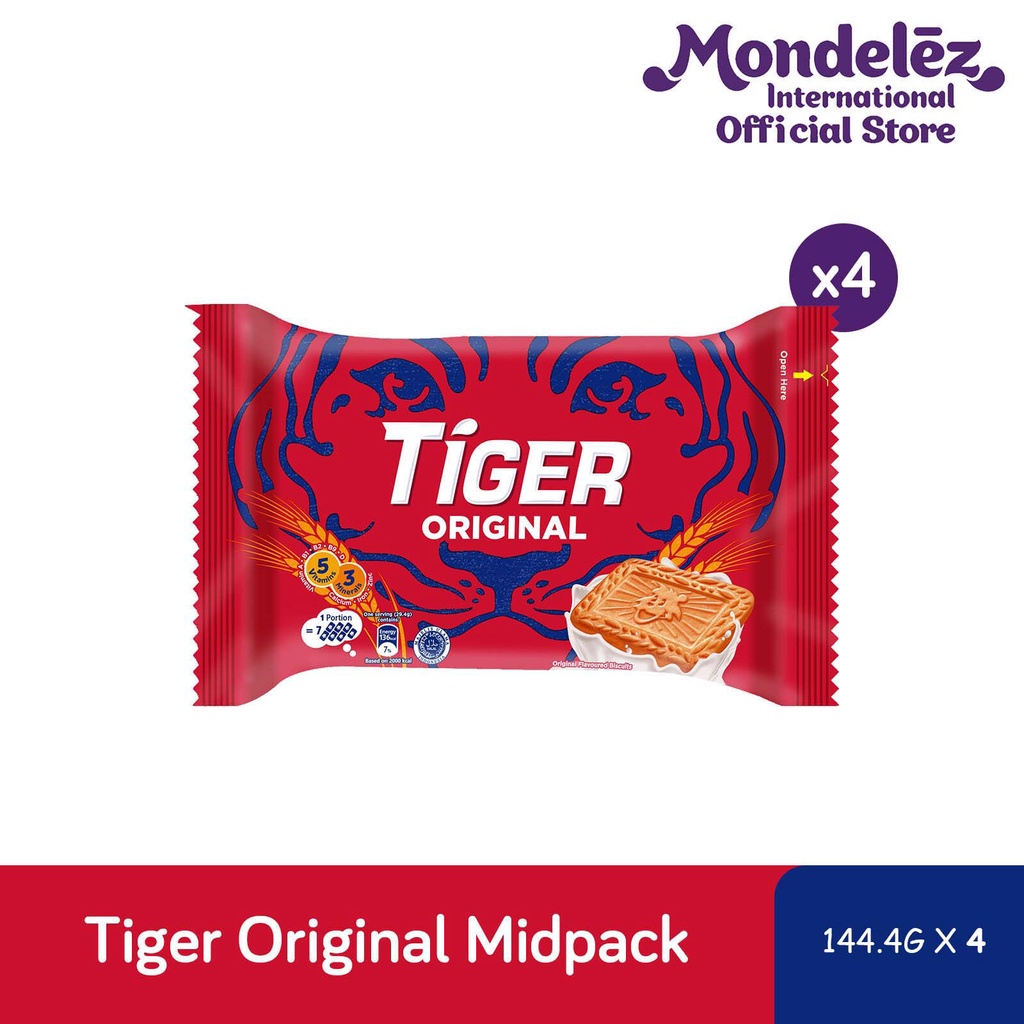 Tiger Plain Sweet Biscuits Mid pack Original (144.4g x 4) / Chocolate ...