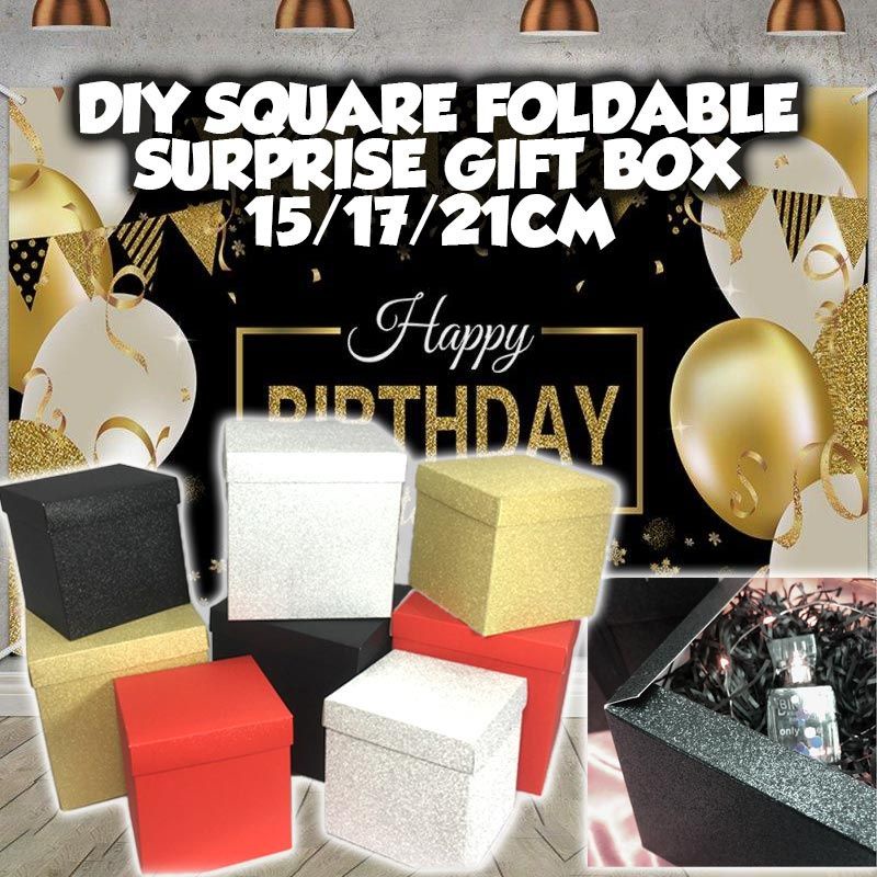 DIY Square Foldable Surprise Gift Box 15cm / 17cm / 21cm | Shopee Malaysia