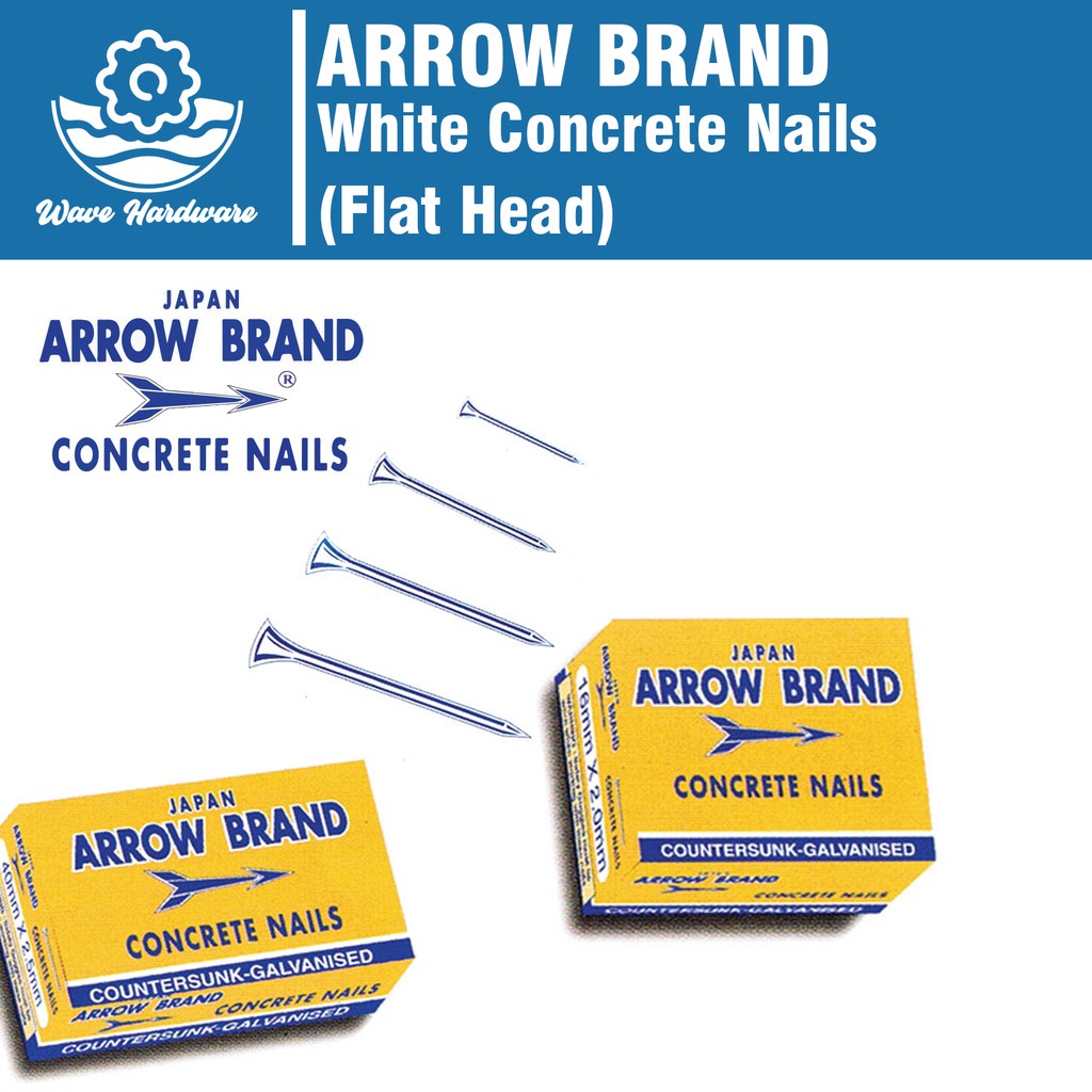 Arrow Brand White Galvanized Steel Concrete Nails / Paku Konkrit (Flat ...