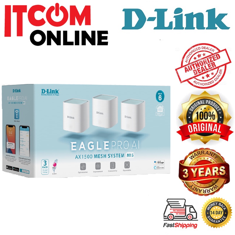 D-LINK M15 EAGLE PRO AI WIFI 6 DUALBAND AX1500 GIGABIT MESH ROUTER (2 ...