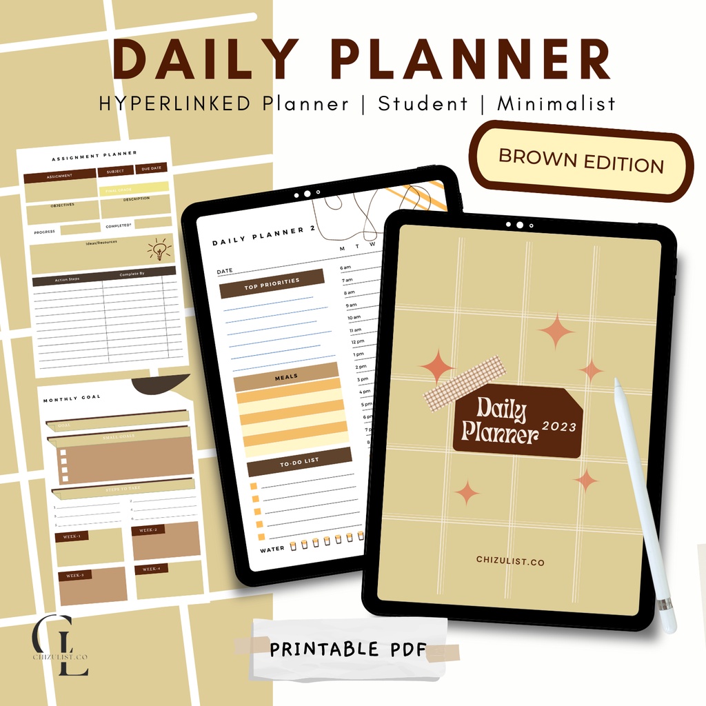 [PDF] DIGITAL PLANNER | Undated Student Daily Planner [ Brown Edition ...