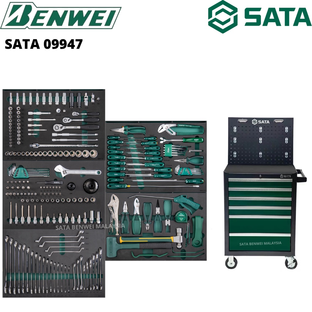 (D5) SATA 09947 239PCS AUTOMOTIVE MASTER TOOL SET WITH 6DRAWER TROLLEY ...