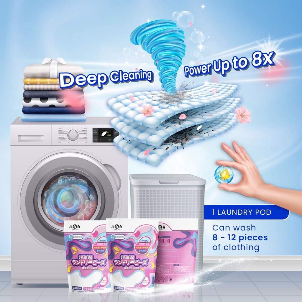 Xibaibai Detergent Super Laundry Capsule Trail 50 Laundry Beads Sabun ...