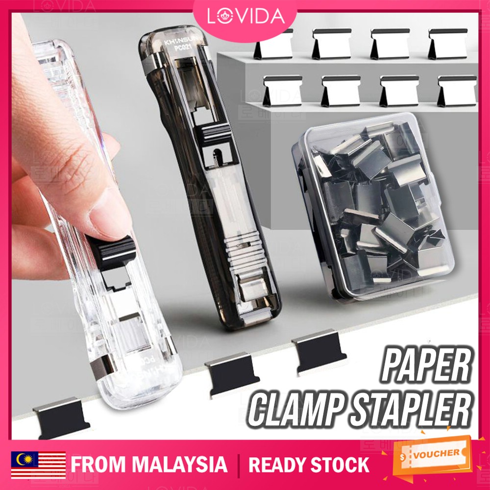LOVIDA Portable Binder Stapler Paper Push Clamp School Office File ...
