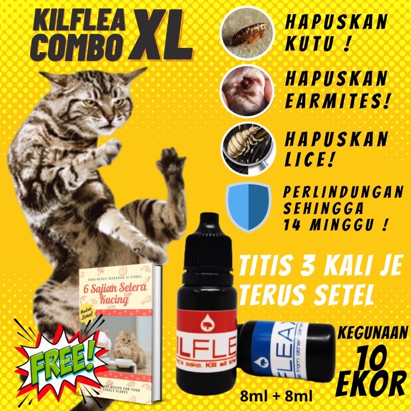 KillFlea & KillFleaX Combo XL Original HQ Ubat Kutu Kucing & Earmites ...