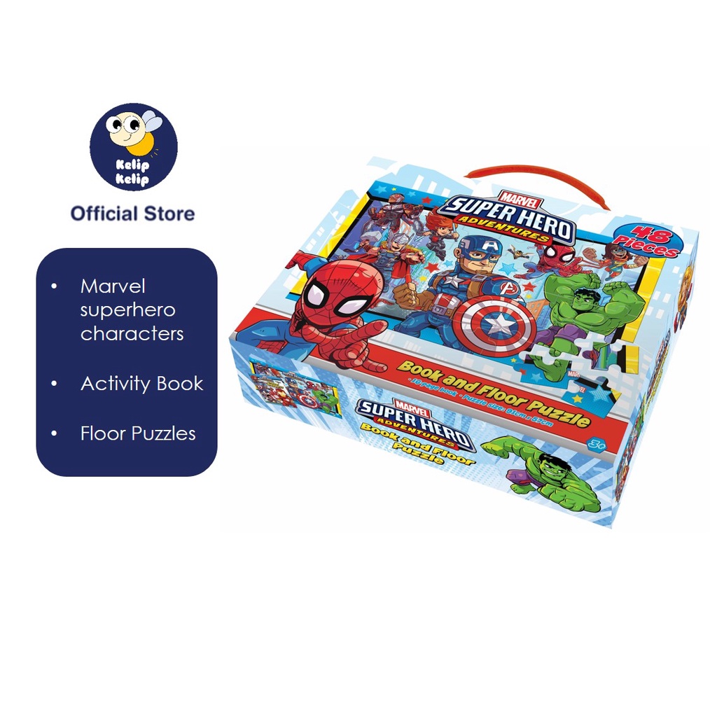 Marvel Superheroes Floor Puzzle & Book Large Gift Box Set For Kids ...