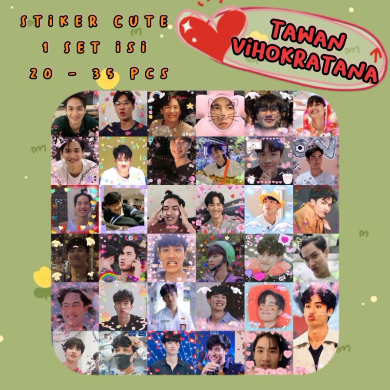 Vihokratana Cute Tawan Stickers [Contains 20 - 35 pcs] / Tay Tawan ...