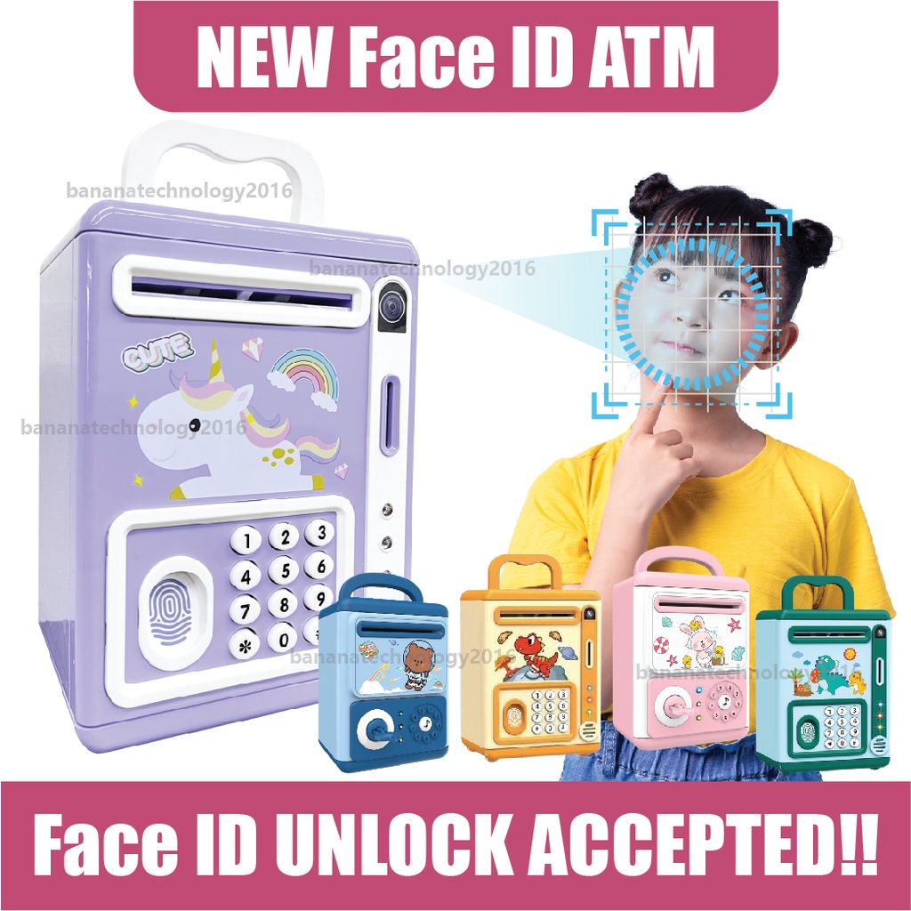 Coin Bank Saver New ATM Machine with Fingerprint Money Bank Tabung ...