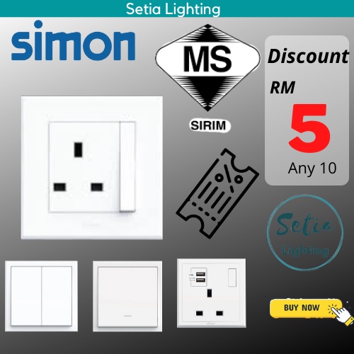 Simon E3 White Socket Modern Switch Design Wall Switch Slim Door Bell ...