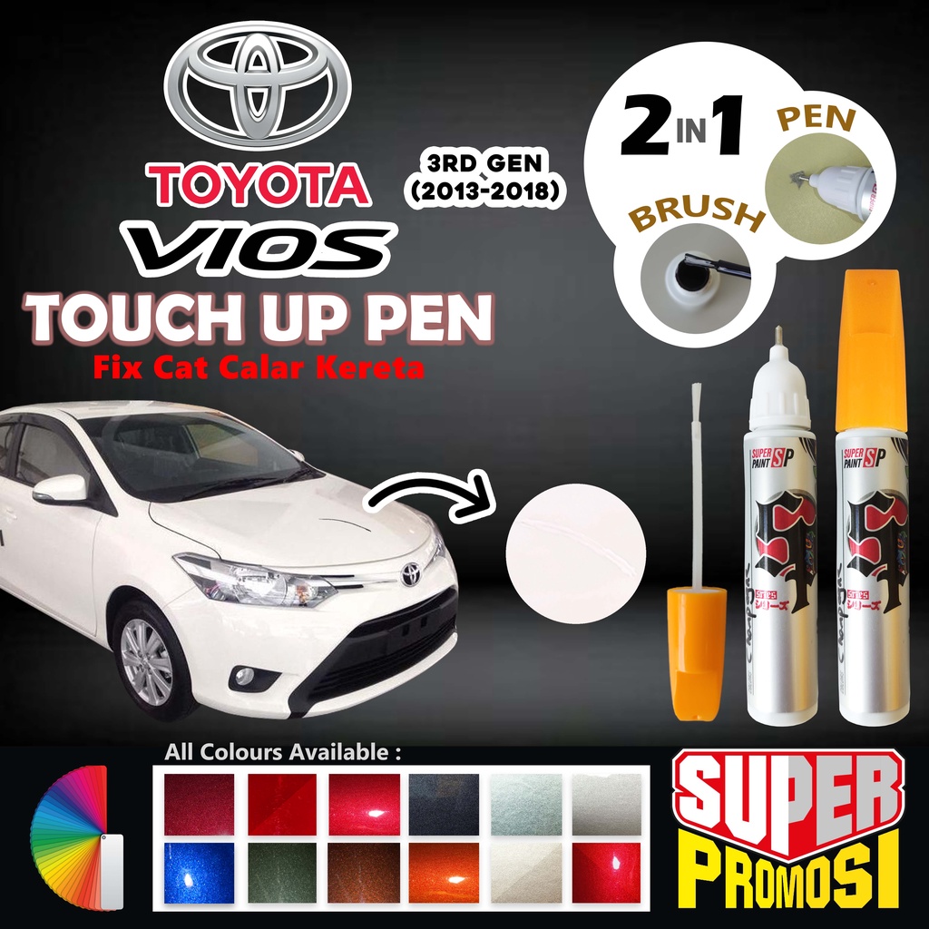 TOYOTA VIOS GEN 3 Touch Up Pen 2in1 Pen & Brush Scratch Repair Car ...