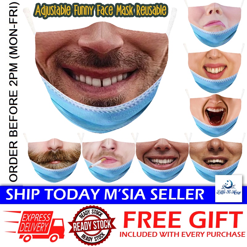 [Little B House] Unisex Cute Face Expression Reusable Washable Adults ...