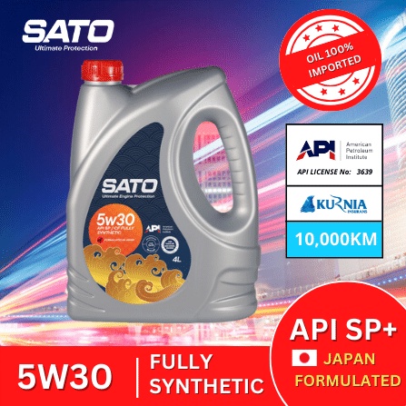 Sato Fully Synthetic SAE 5W-30 SP/ CF 4L Minyak Hitam Enjin Kereta ...